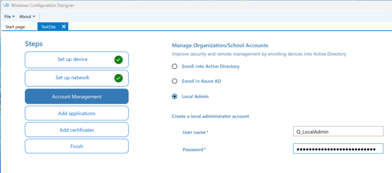 Building a Provisioning Package – Q Labs – Centralized Services